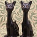 Pair Vintage Smiling Sitting Black Cats Halloween Bretby Yellow Glass ...