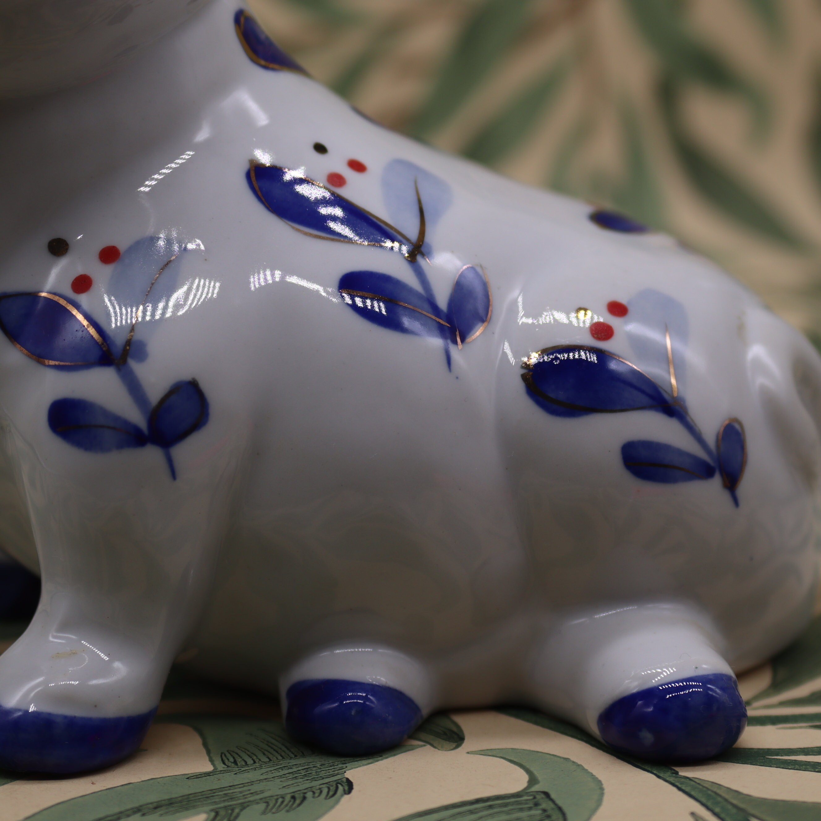 Vintage Blue and White Porcelain Pig Figurine Kitsch - Etsy