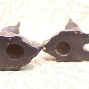 Pair Vintage Smiling Sitting Black Cats Halloween Bretby Yellow Glass ...
