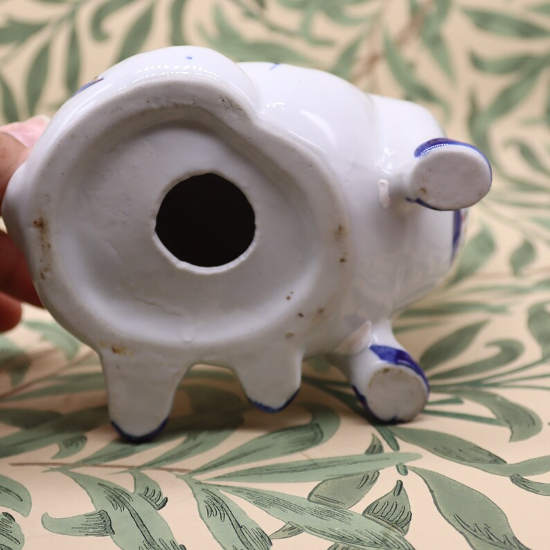Vintage Blue and White Porcelain Pig Figurine Kitsch - Etsy