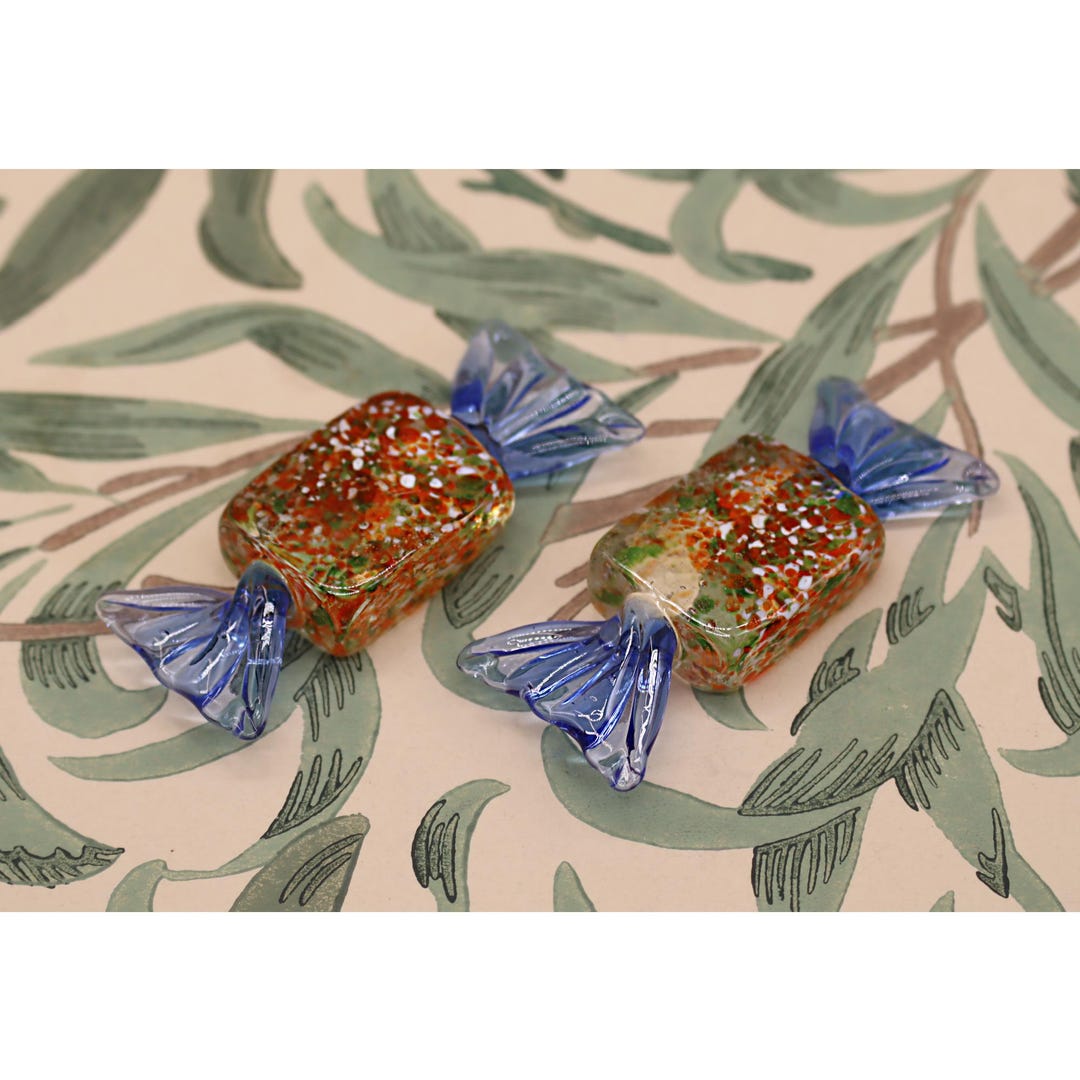 Mid Century Vintage Murano Glass Candy Sweeties Sweets Kitsch Decor X2 Blue Speckle - Etsy
