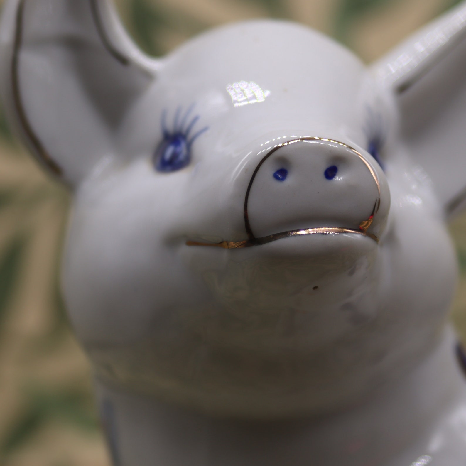 Vintage Blue and White Porcelain Pig Figurine Kitsch - Etsy