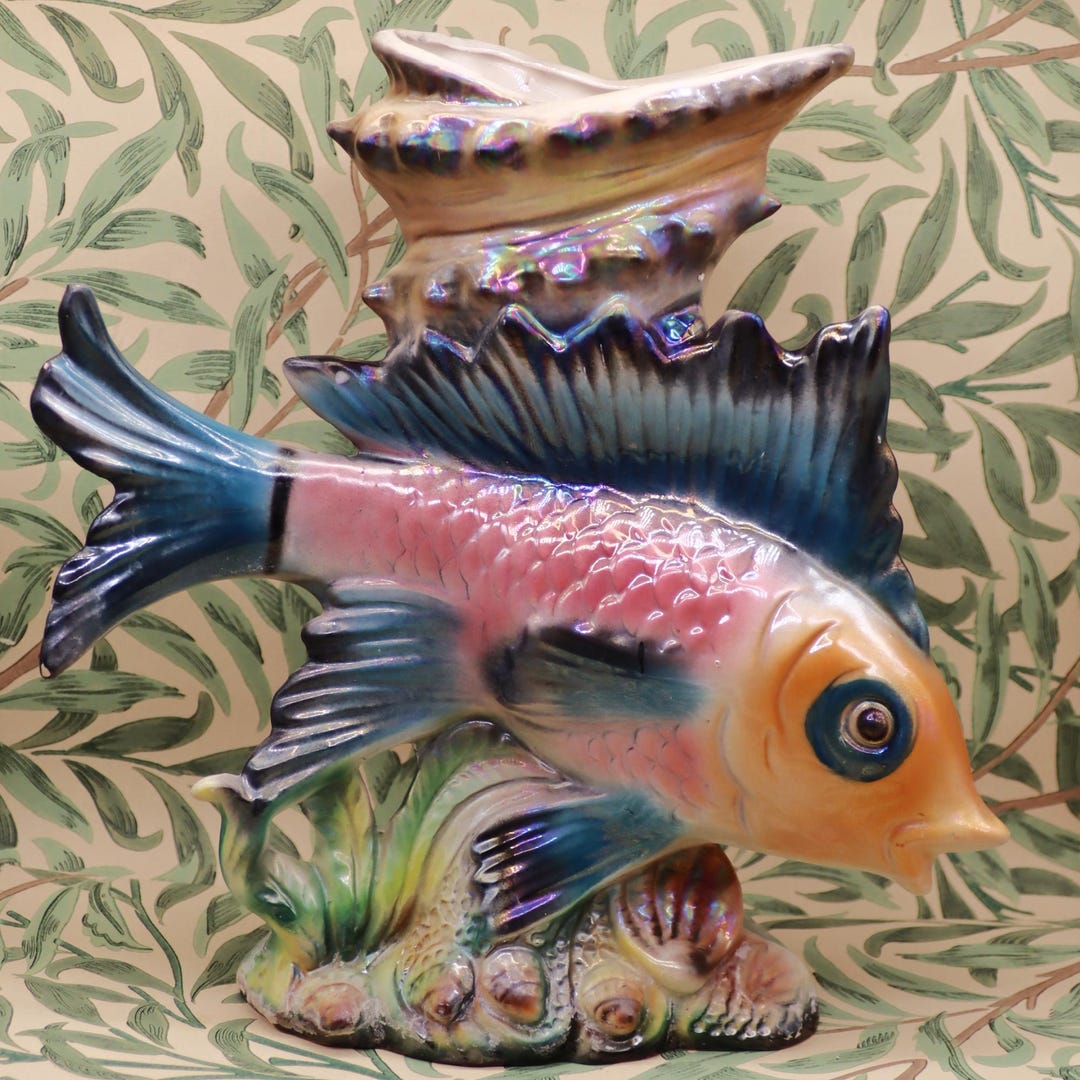 Kitsch Oversized Large Stunning Italian Porcelain Fish Stylish Glazed ...