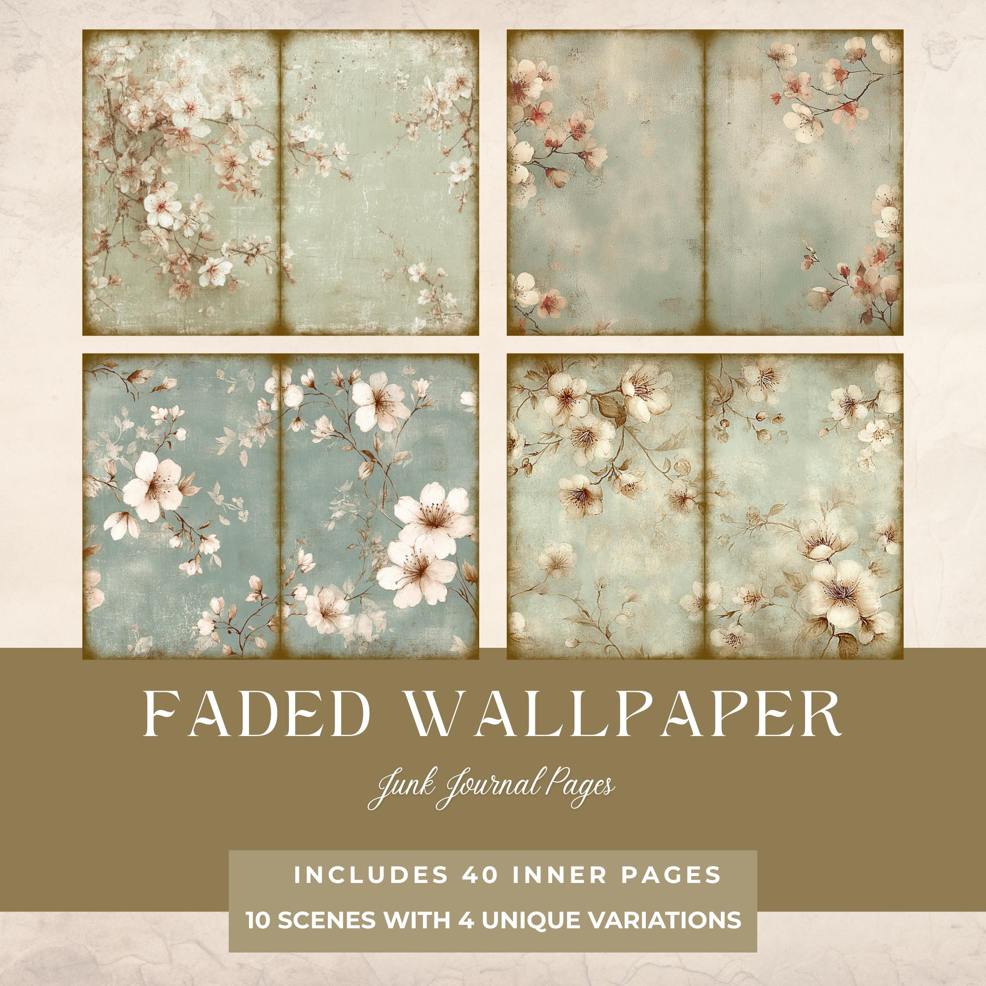 Faded Wallpaper Junk Journal Pages | Vintage Grunge Printable Paper ...