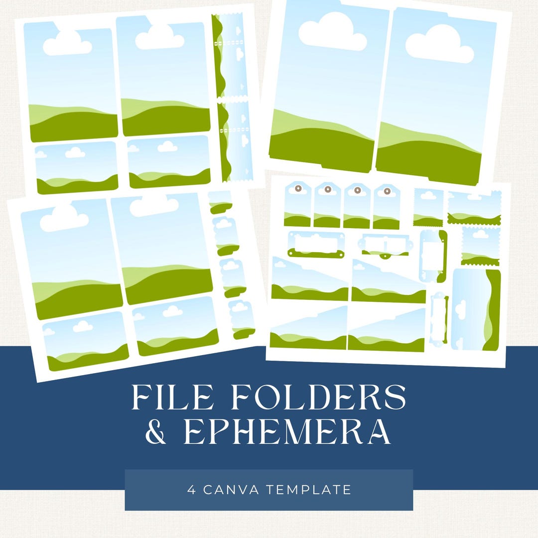 File Folders & Ephemera Canva Templates – 4 Editable Junk Journal ...
