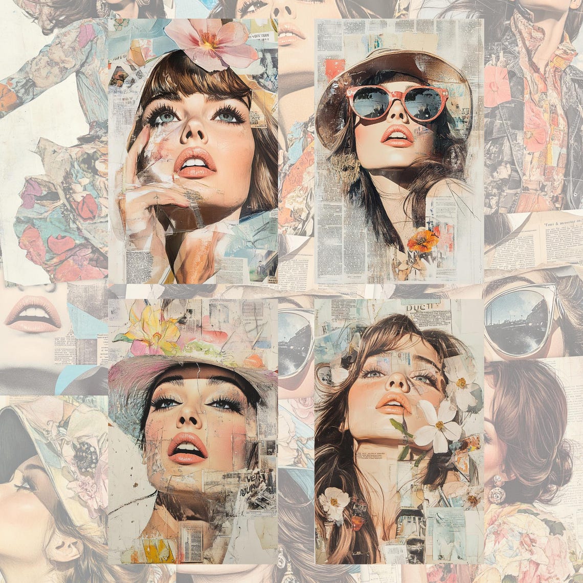 Vintage Vogue Junk Journal Pages | 1970s Fashion Collage Papers | Retro ...