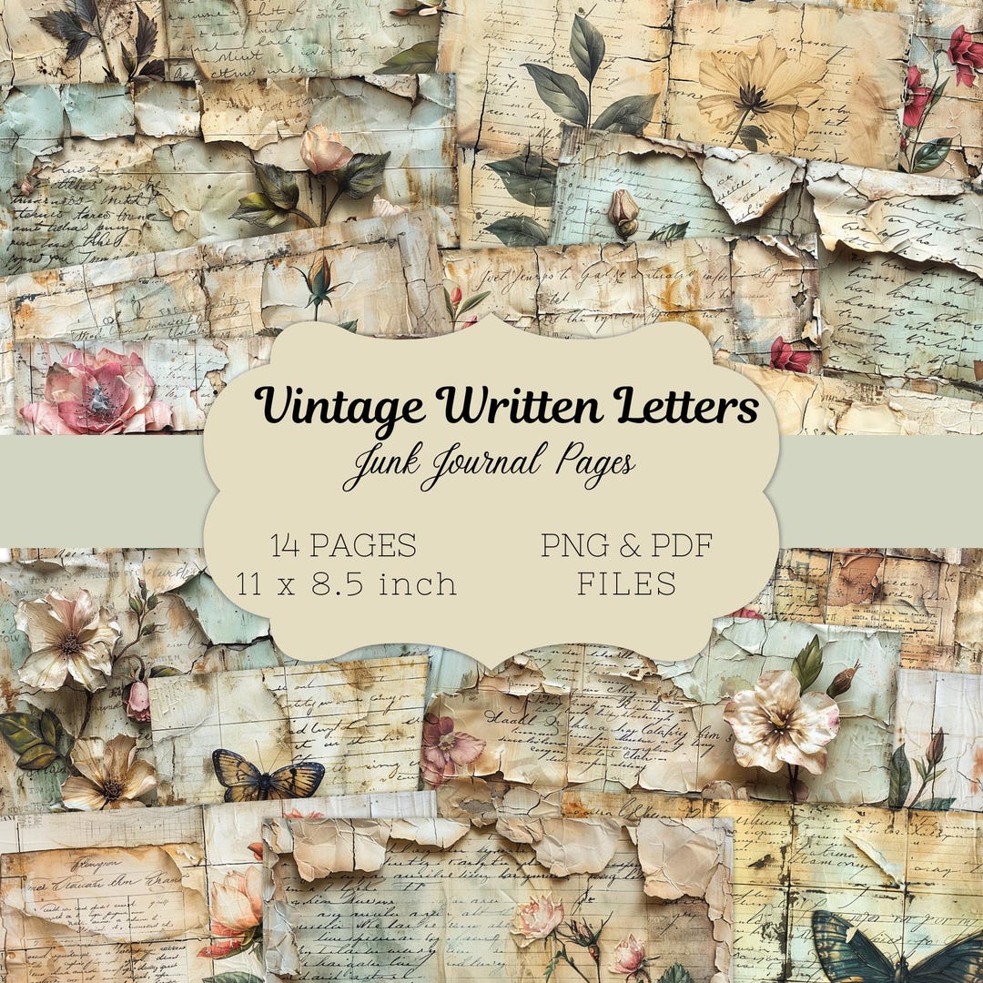 Vintage Written Letters Junk Journal Kit | Printable Digital Kit ...