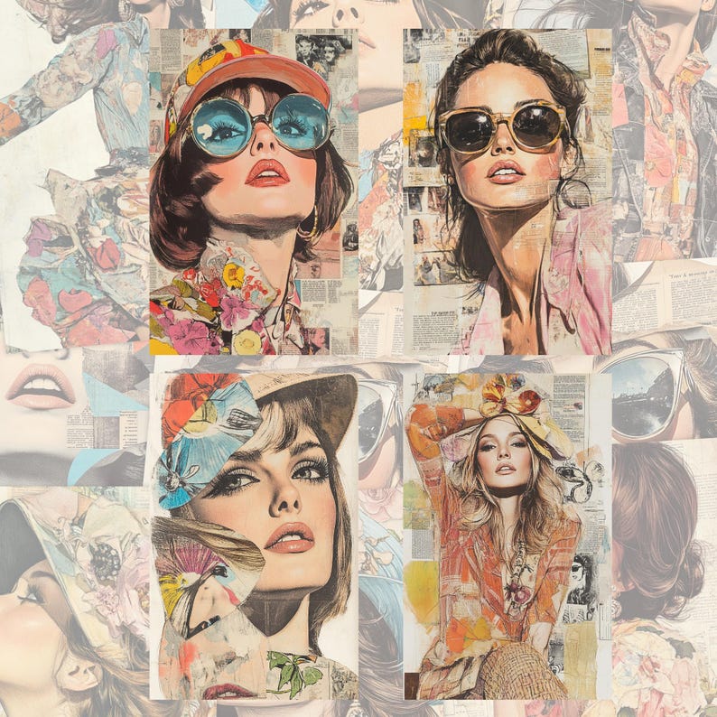 Vintage Vogue Junk Journal Pages | 1970s Fashion Collage Papers | Retro ...