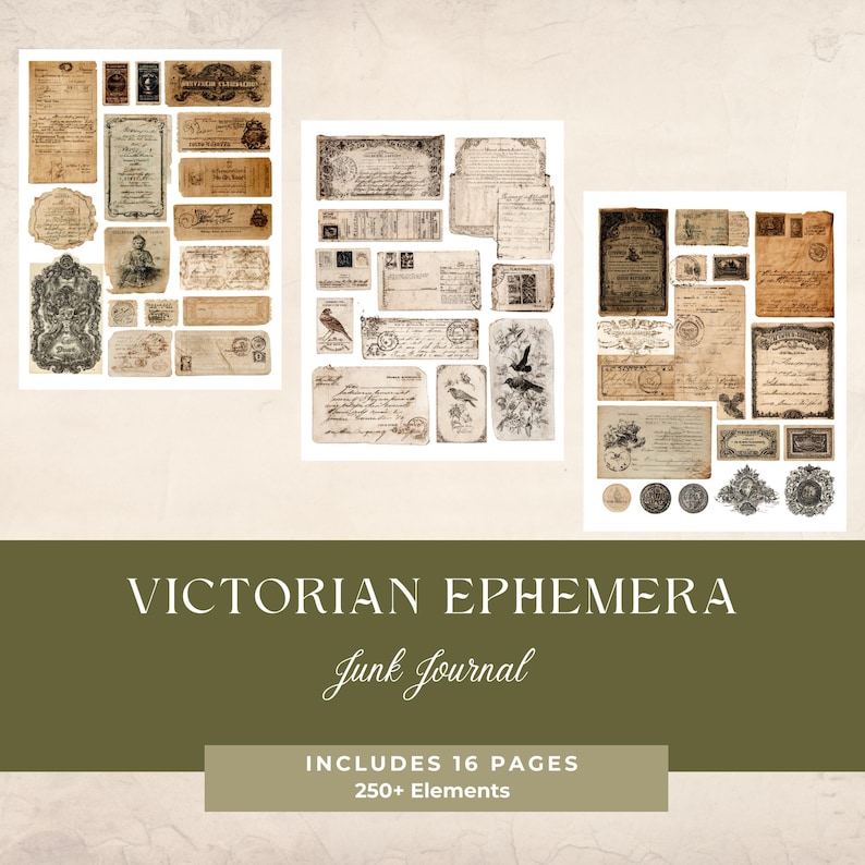Victorian Ephemera Printable Pages • 250+ Vintage Elements • Antique ...