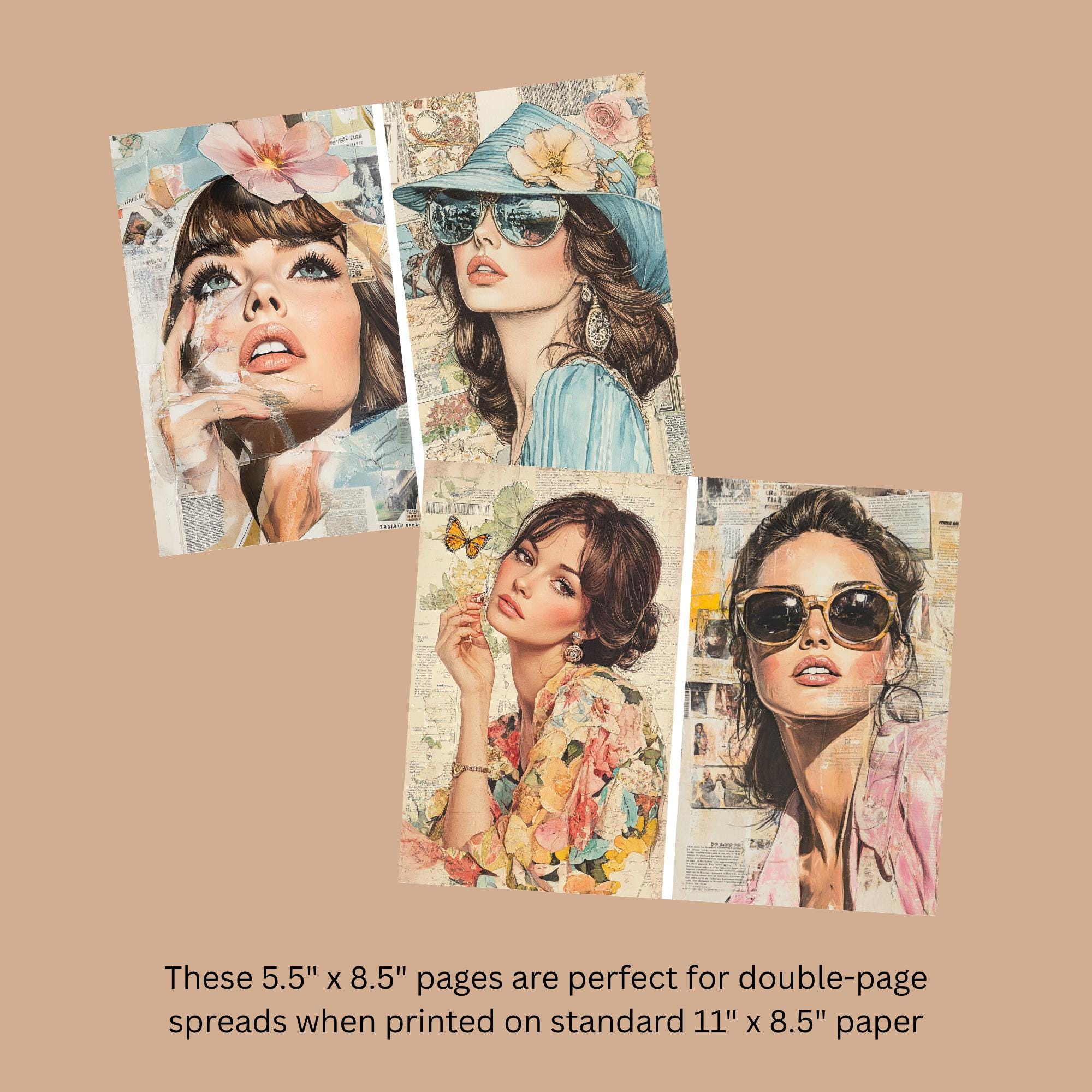 Vintage Vogue Junk Journal Pages | 1970s Fashion Collage Papers | Retro ...