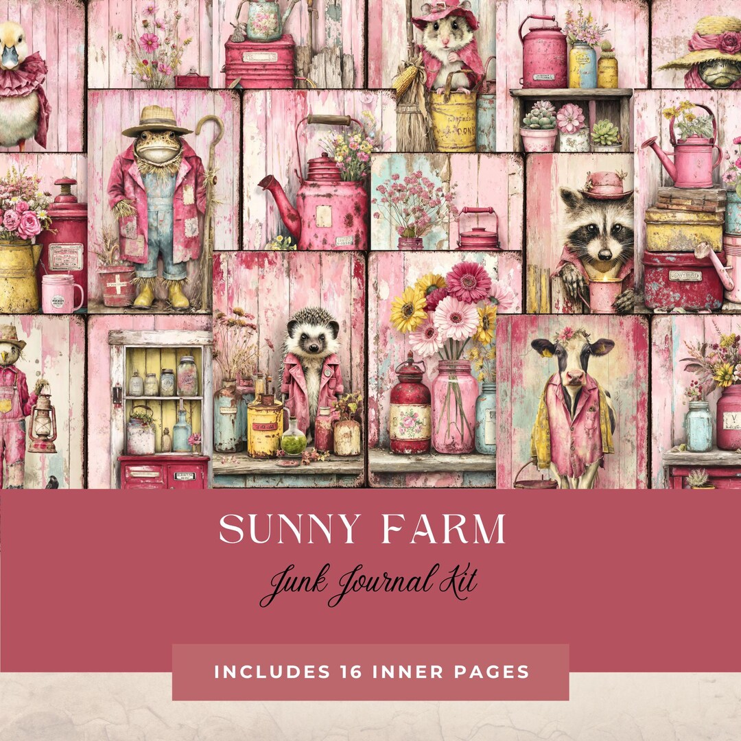 Sunny Farm Junk Journal Kit | Vintage Ephemera, Printable Collage (PDF ...