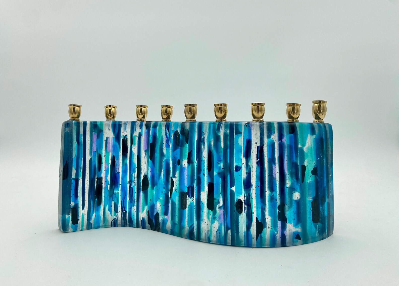 Light and Fire - Fused Glass Wavy Menorah (chanukiah) “let There Be ...