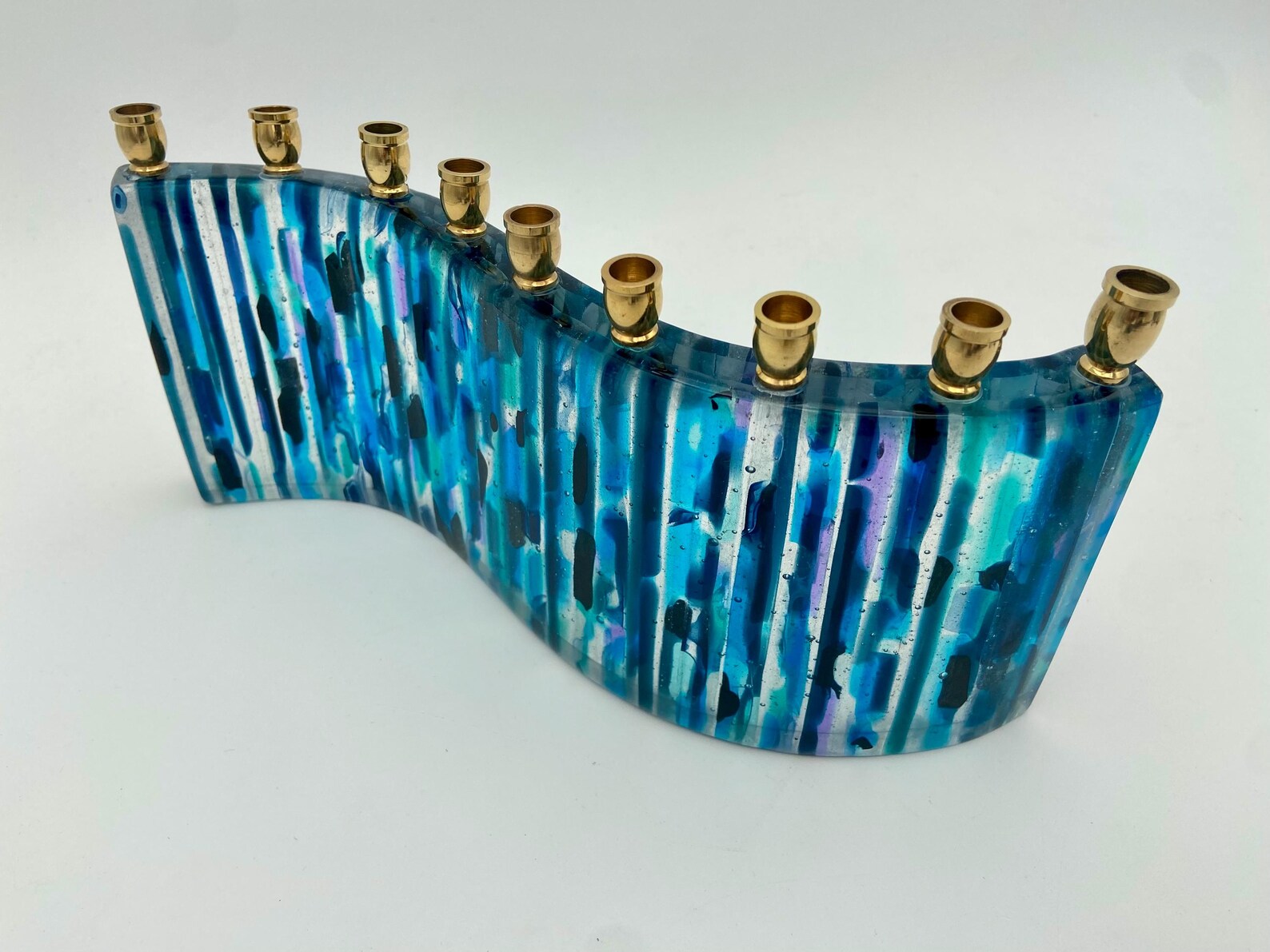 Light and Fire - Fused Glass Wavy Menorah (chanukiah) “let There Be ...