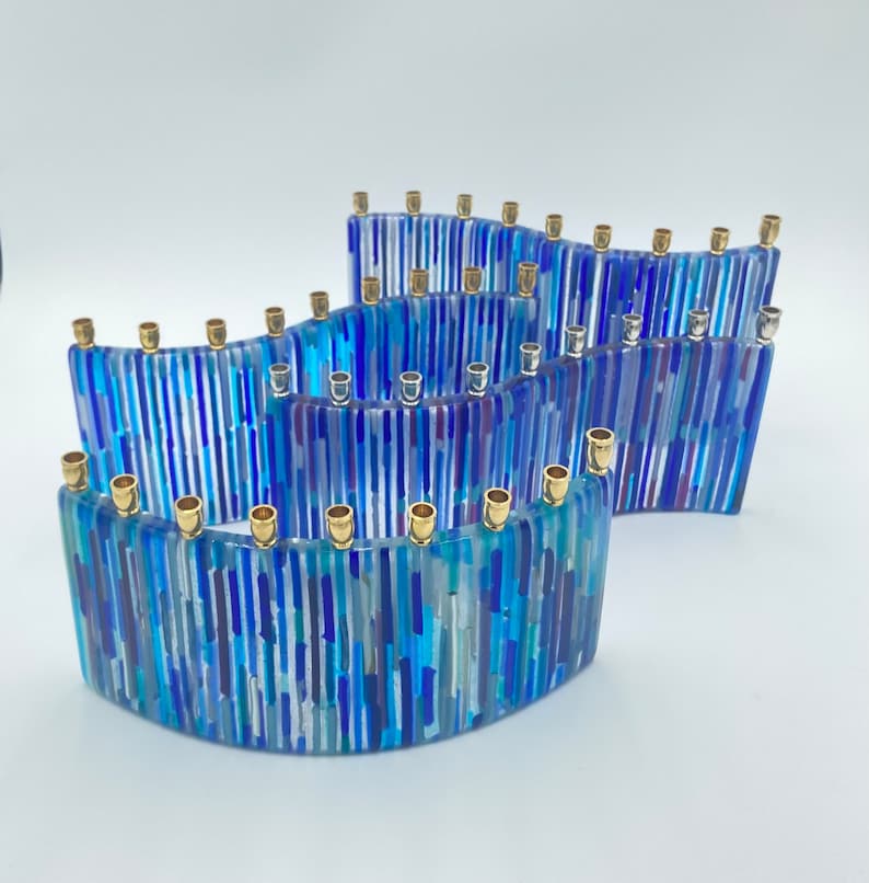 Blue and White Menorah - Etsy