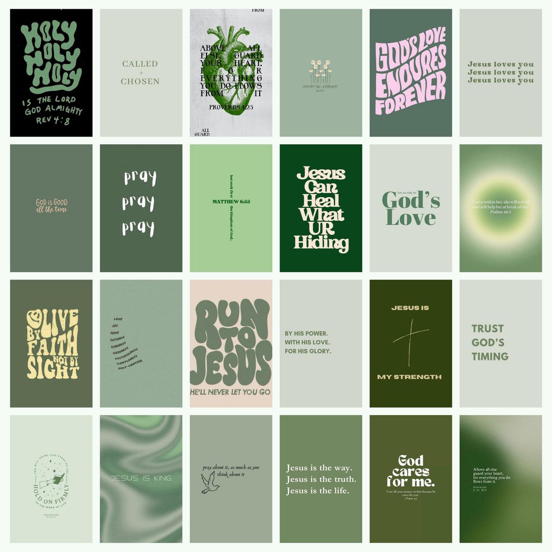 Sage Green Christian Collage Kit: Bible Verse Posters (digital Download ...