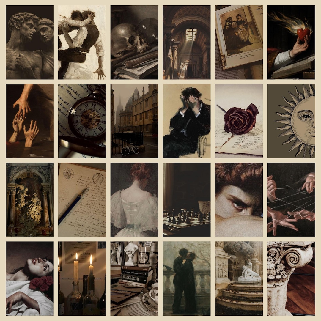 Dark Academia Wall Collage Kit: Gothic Library Decor (100 4x6" Prints ...