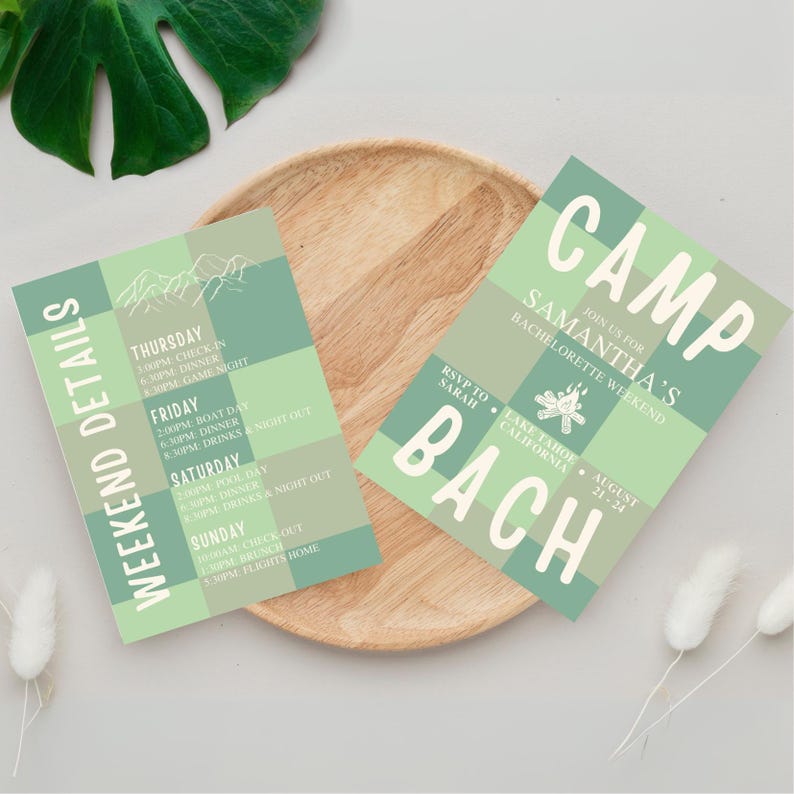 Cozy Camp Bach Bachelorette Itinerary - Easy Editable Canva Template ...
