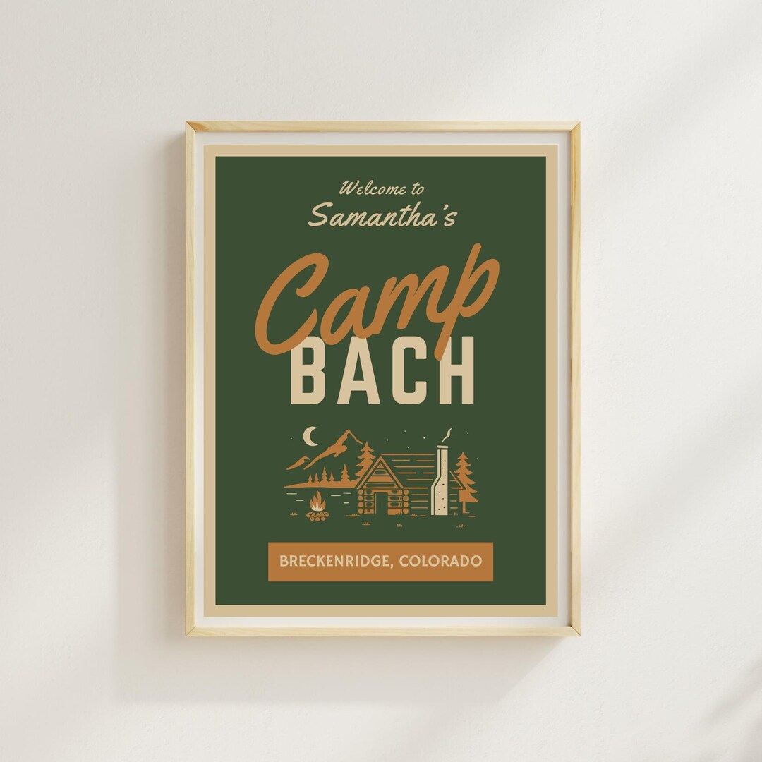 Camp Bach Bachelorette Welcome Sign - Easy Editable Canva Template ...