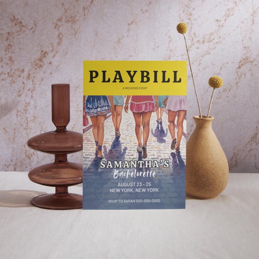 Broadway Playbill Bachelorette Invitation - Editable Canva Template ...