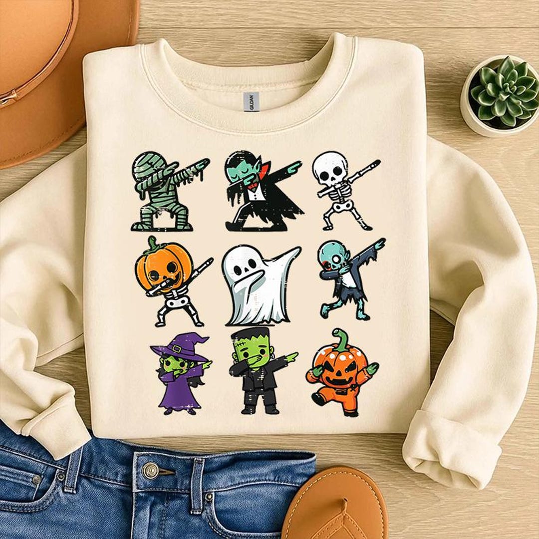 Halloween Ghost Pumpkin Skeleton Dab PNG, Funny Spooky Clipart, Cute ...