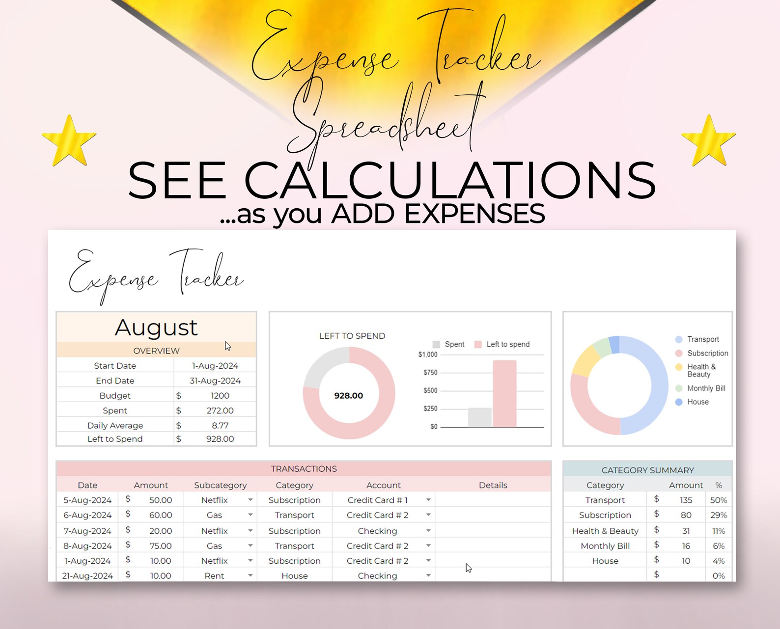 EXPENSE TRACKER Spreadsheet, Google Sheets, Budget Spreadsheet ...