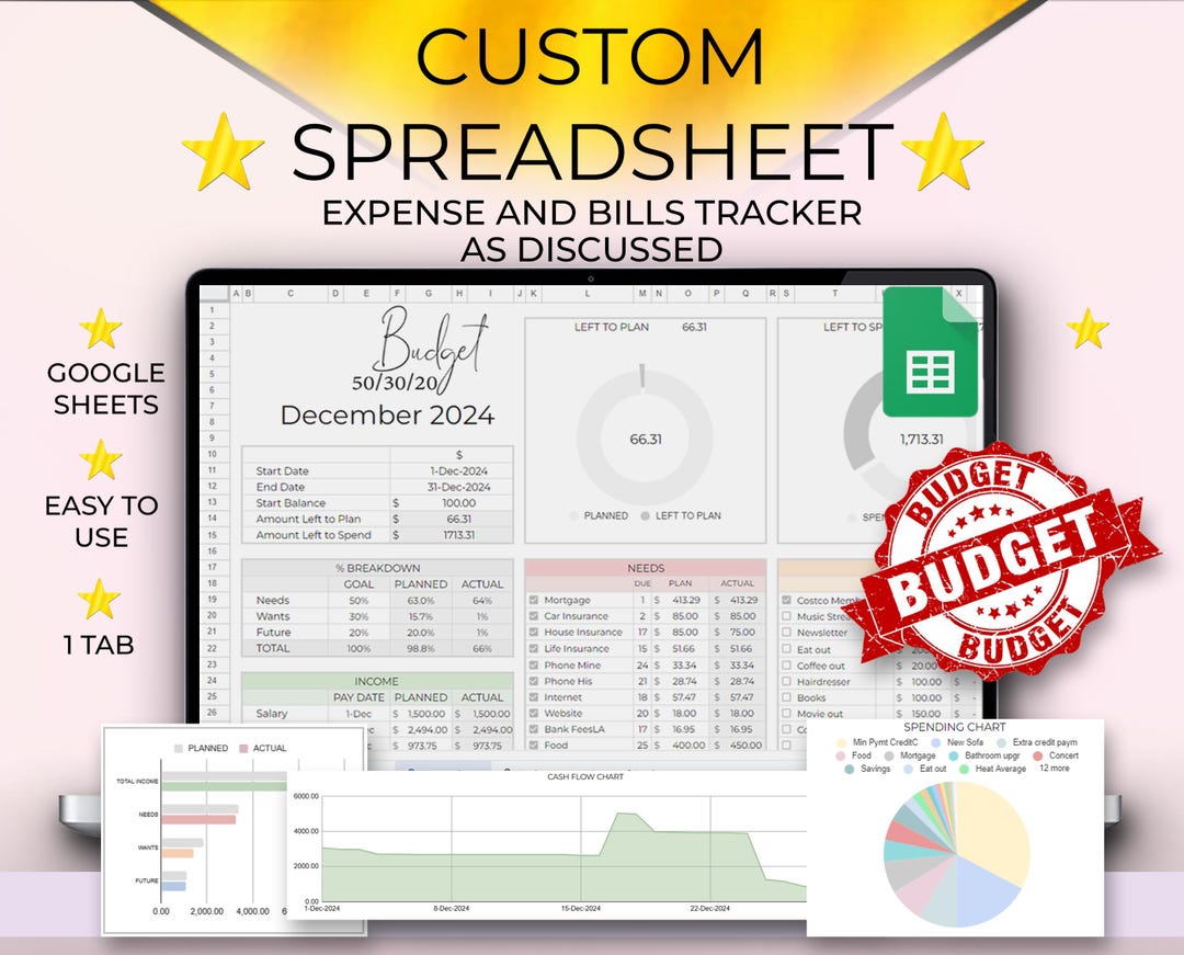 Custom Spreadsheet Google Sheets Made to Order Personalized Template ...
