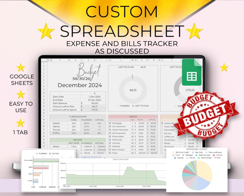 Custom Spreadsheet Google Sheets Made to Order Personalized Template ...