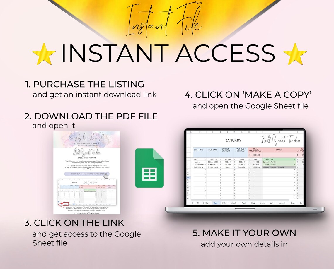 Bill Payments Tracker – Google Sheets Template | Monthly, Weekly, Bi ...