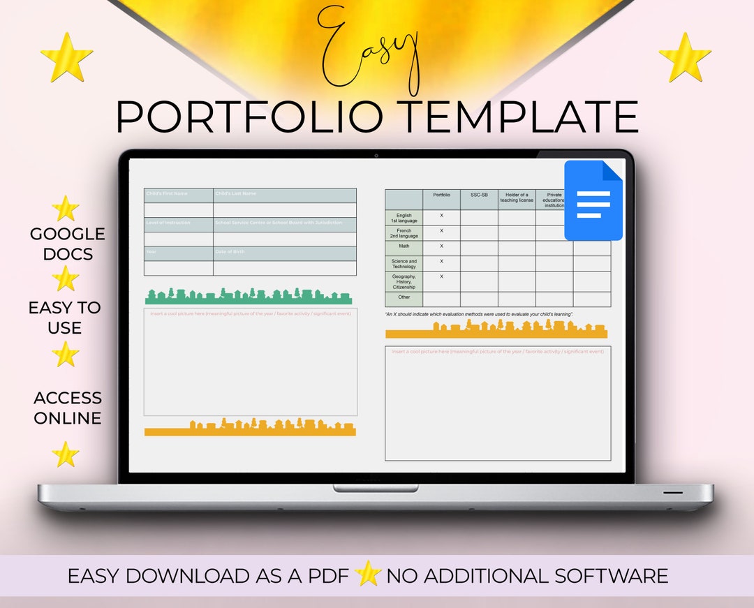 Portfolio Template for Google Docs, Homeschooling Portfolio, DEM ...