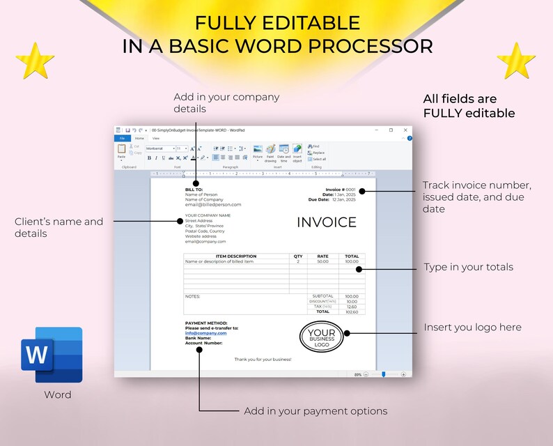 INVOICE TEMPLATE Spreadsheet Google Sheets Custom Excel, Word, Excel ...