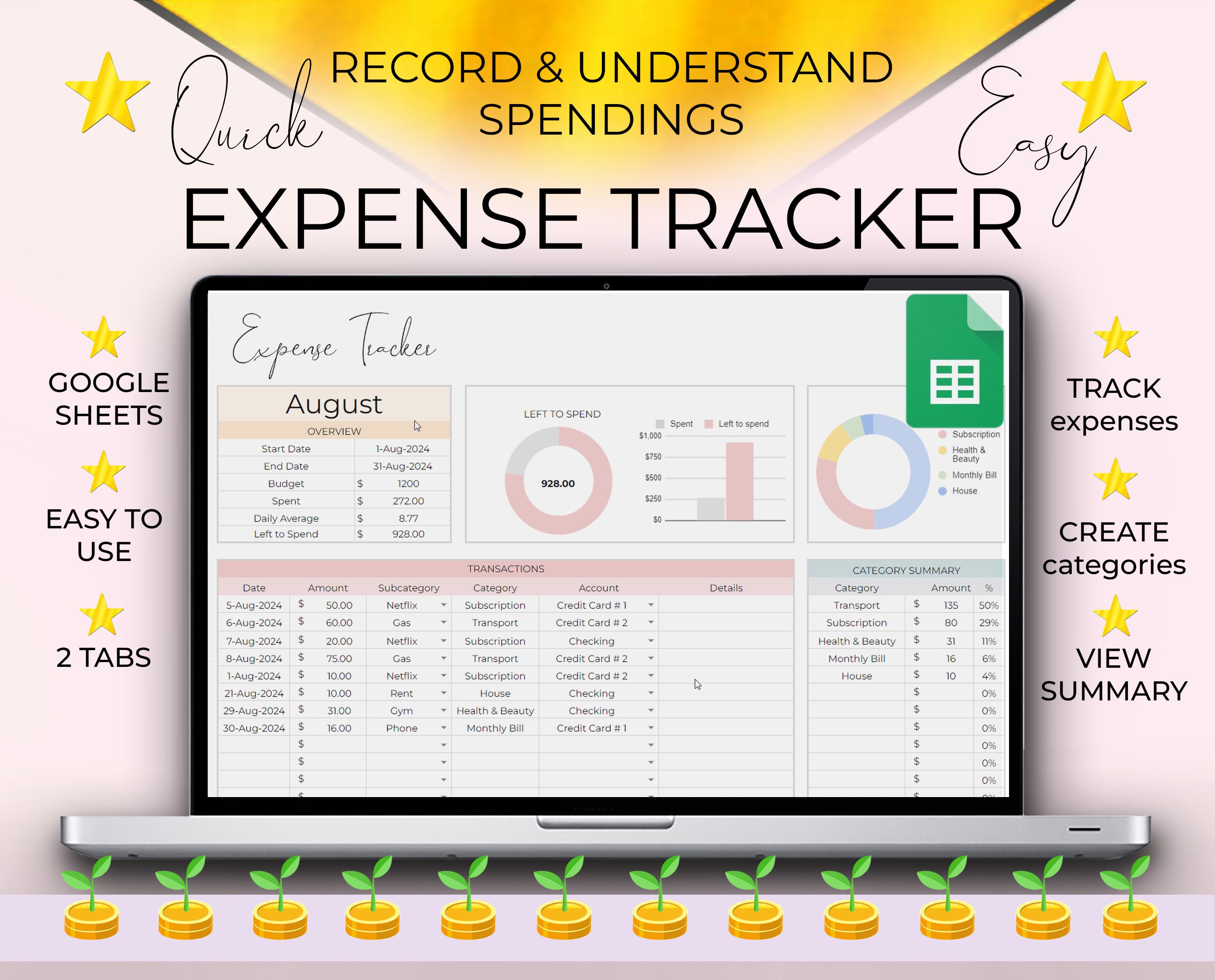 EXPENSE TRACKER Spreadsheet, Google Sheets, Budget Spreadsheet ...