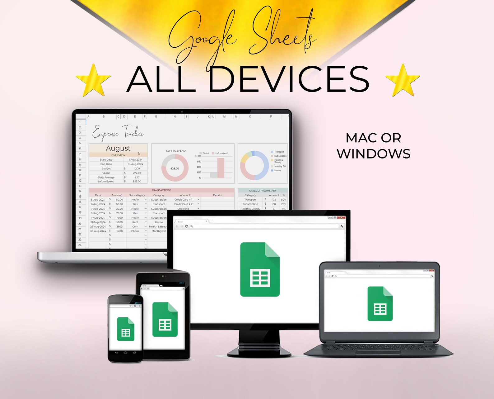 EXPENSE TRACKER Spreadsheet, Google Sheets, Budget Spreadsheet ...
