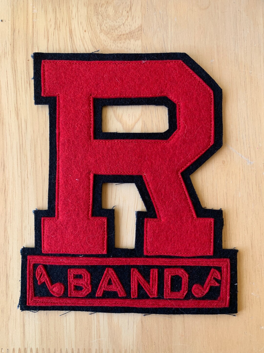 Vintage Varsity Letterman Block Letter Patch: R Band Burgundy Red and ...