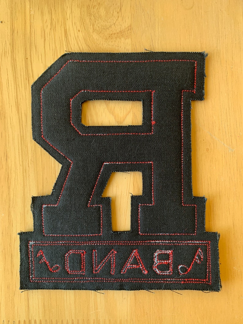 Vintage Varsity Letterman Block Letter Patch: R Band Burgundy Red and ...