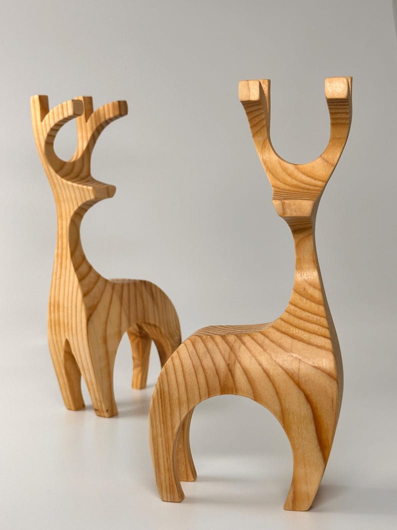 Wood Reindeer Set - Honey - Handcrafted - Modern Danish Style - Fall ...