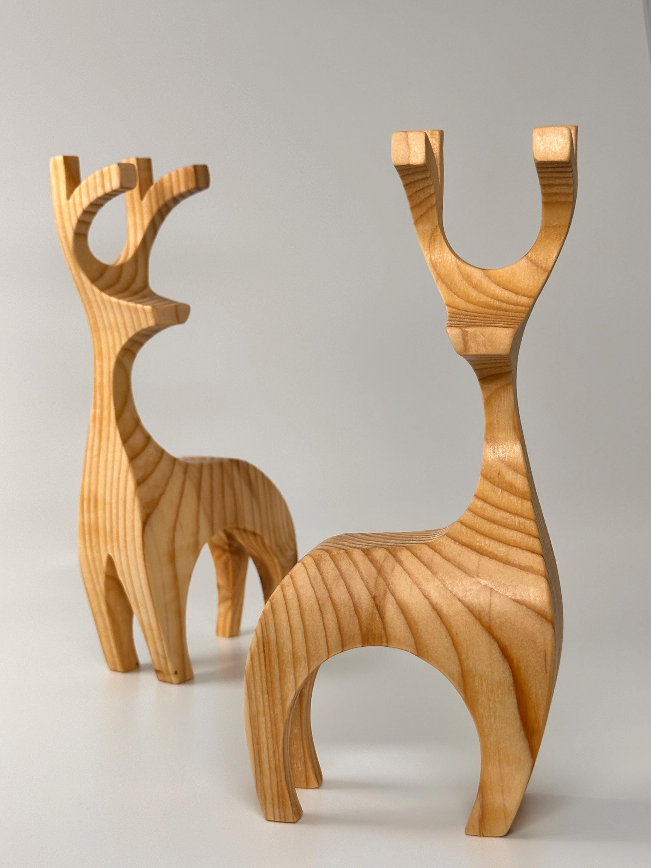Wood Reindeer Set - Honey - Handcrafted - Modern Danish Style - Fall ...