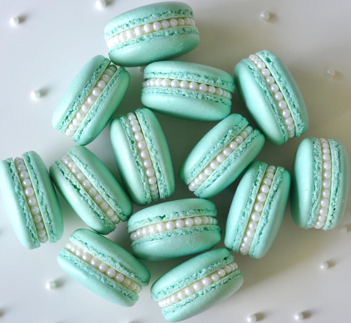 Turquoise Blue Pearl Macarons - Macaroons Cookies Treats Delicious ...