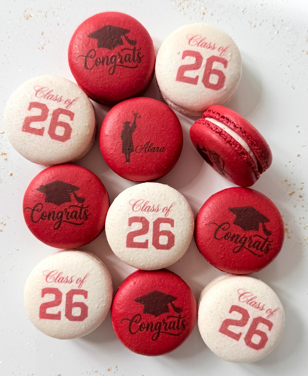 School Color Graduation Macarons - Personalized Class of 2026 - Custom ...