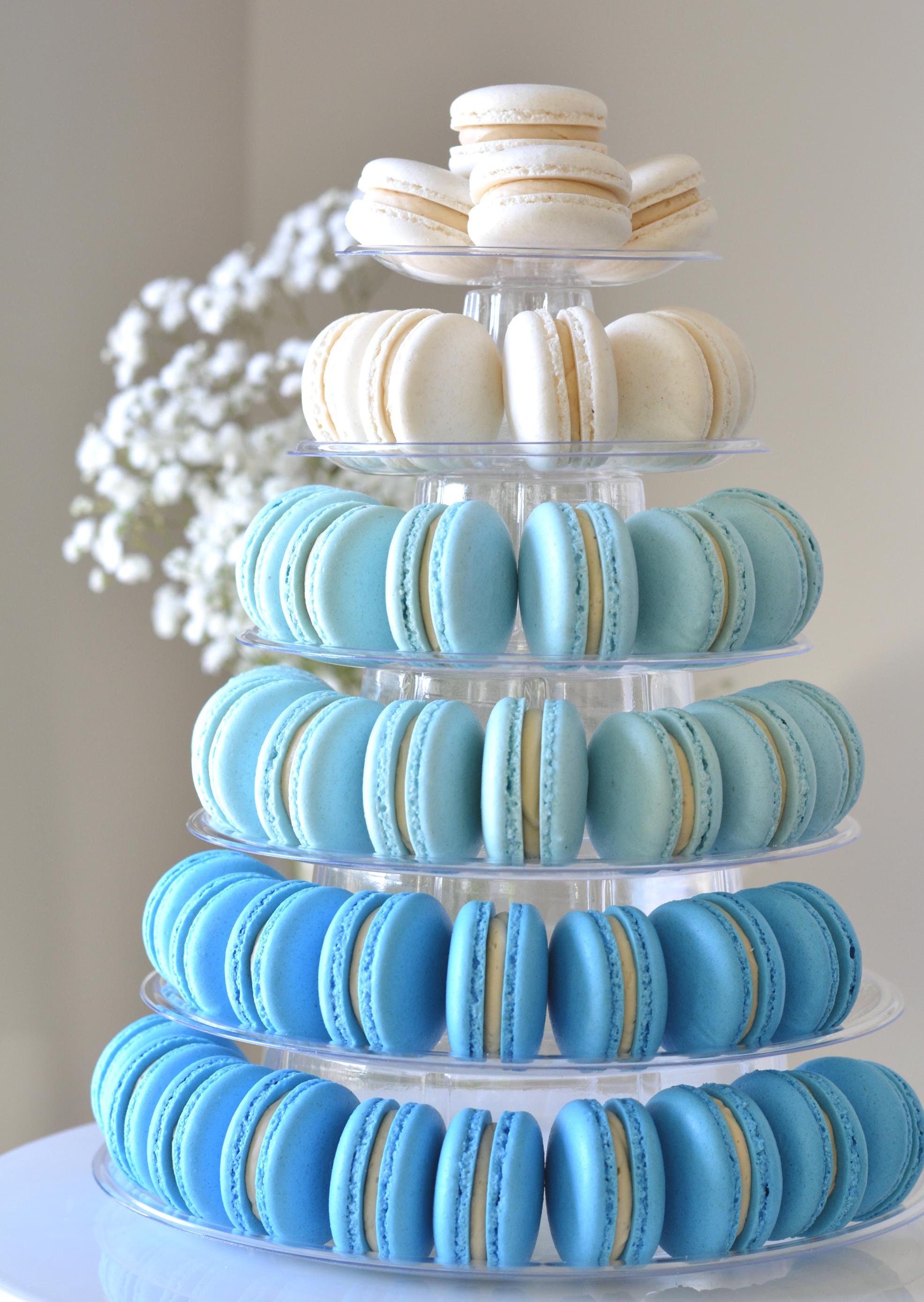 Blue Ombre Macaron Tower - Macaroons Cookies Treats Delicious - Bridal ...
