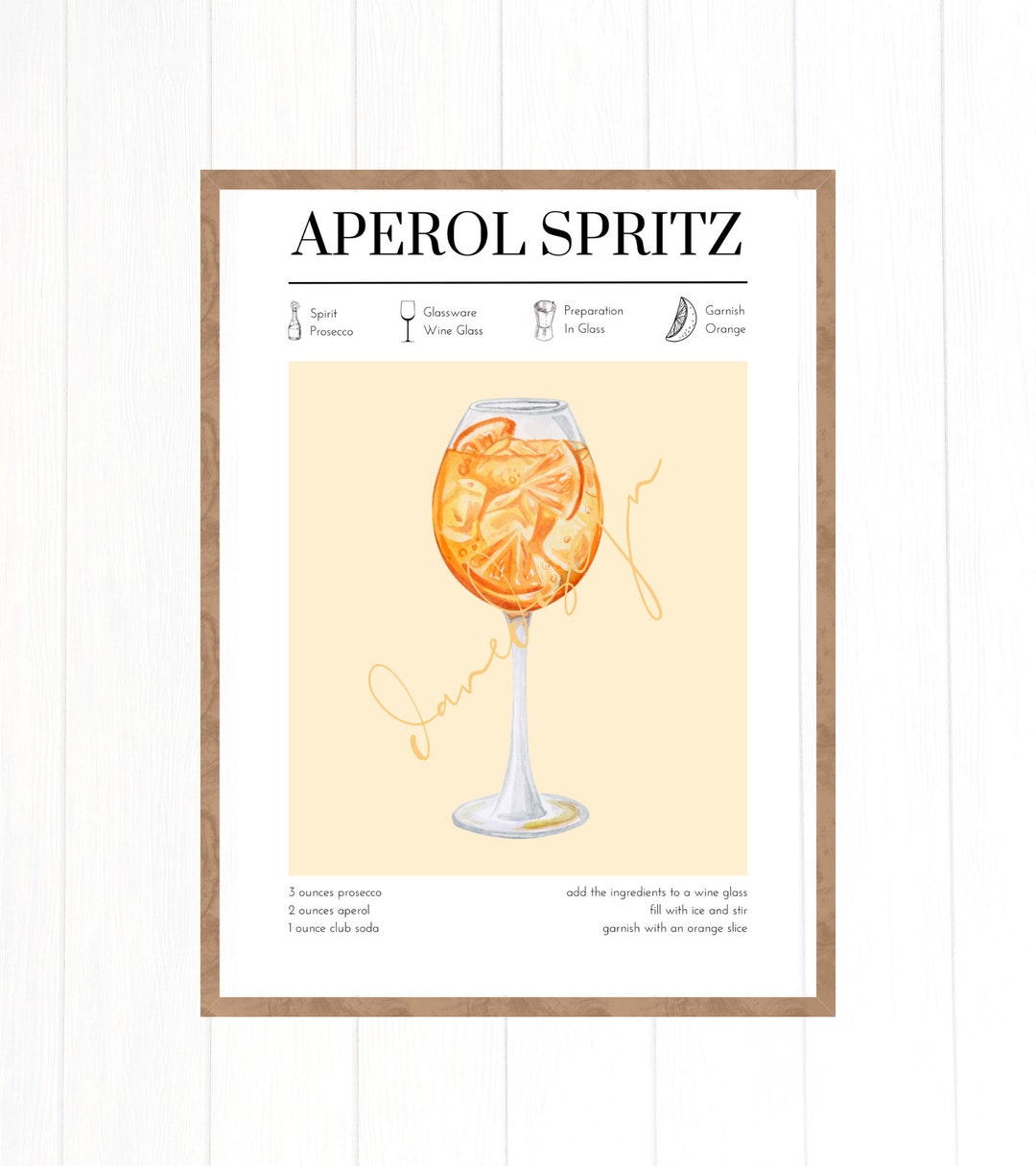 Aperol Spritz Cocktail Print Bar Cart/wall Decor - Etsy