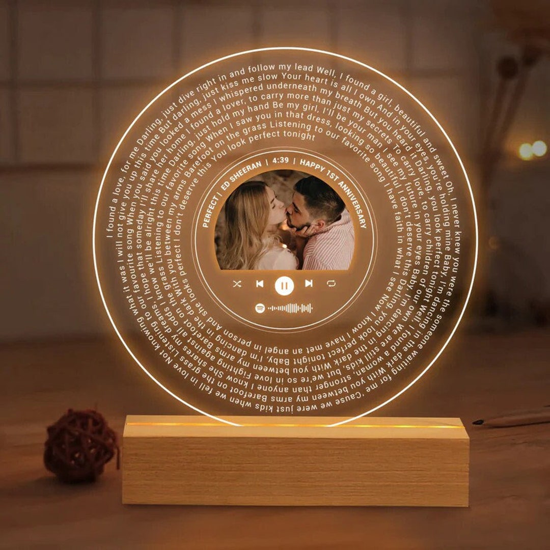 Personalized Record Lyrics Night Light, Custom Photo Vinyl Record ...