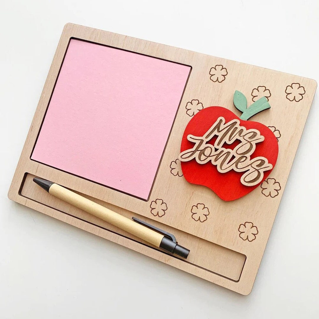 Personalized Wood Sticky Note Holder, Custom Name Post It Note Holder ...