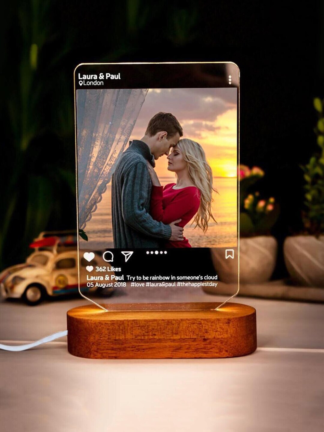 Custom Photo Instagram Style 3D Led Night Light, Instagram Photo Desk ...