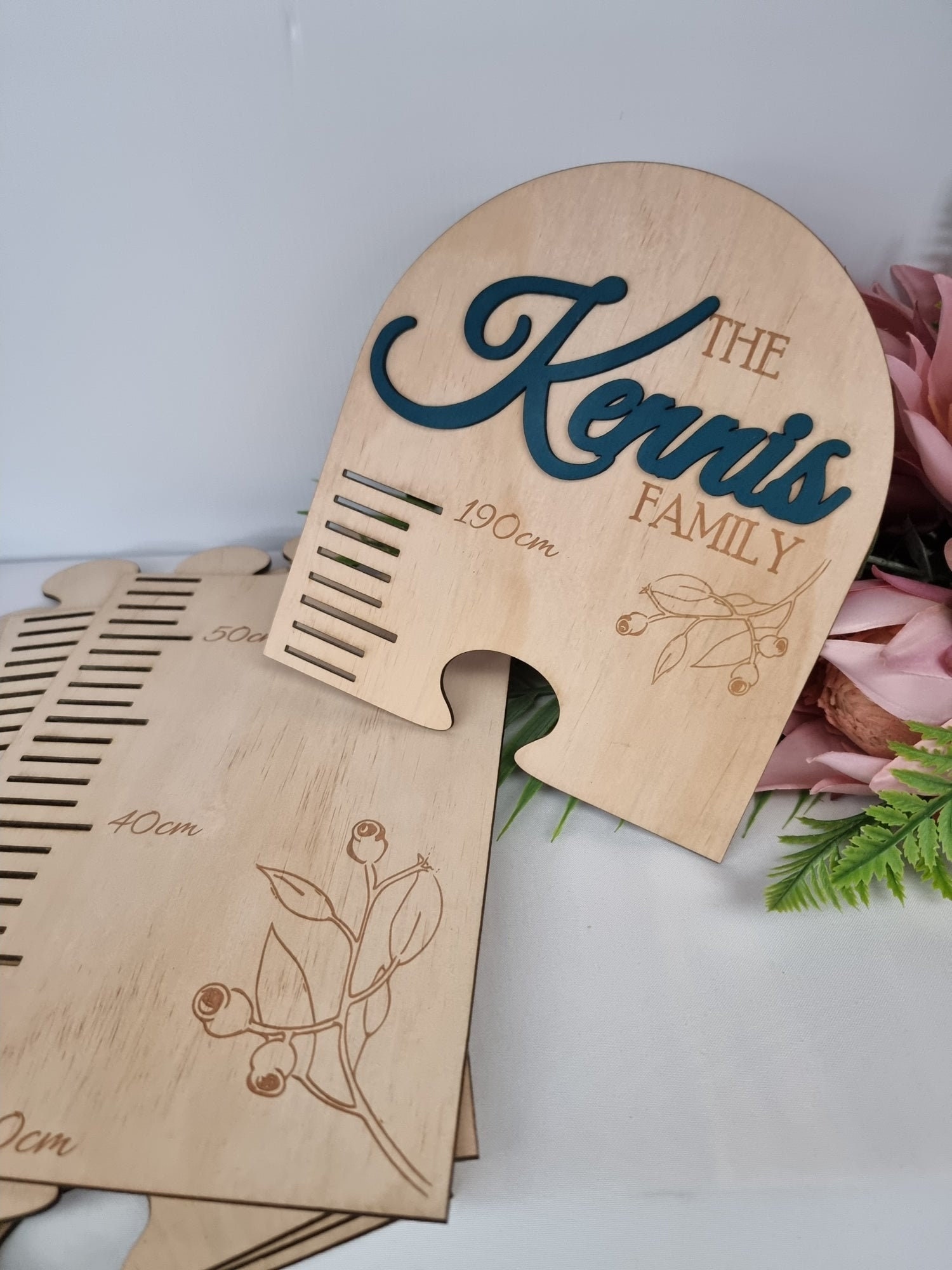 Custom Height Chart Growth Chart Ruler Wooden, Personalized Flower Name ...