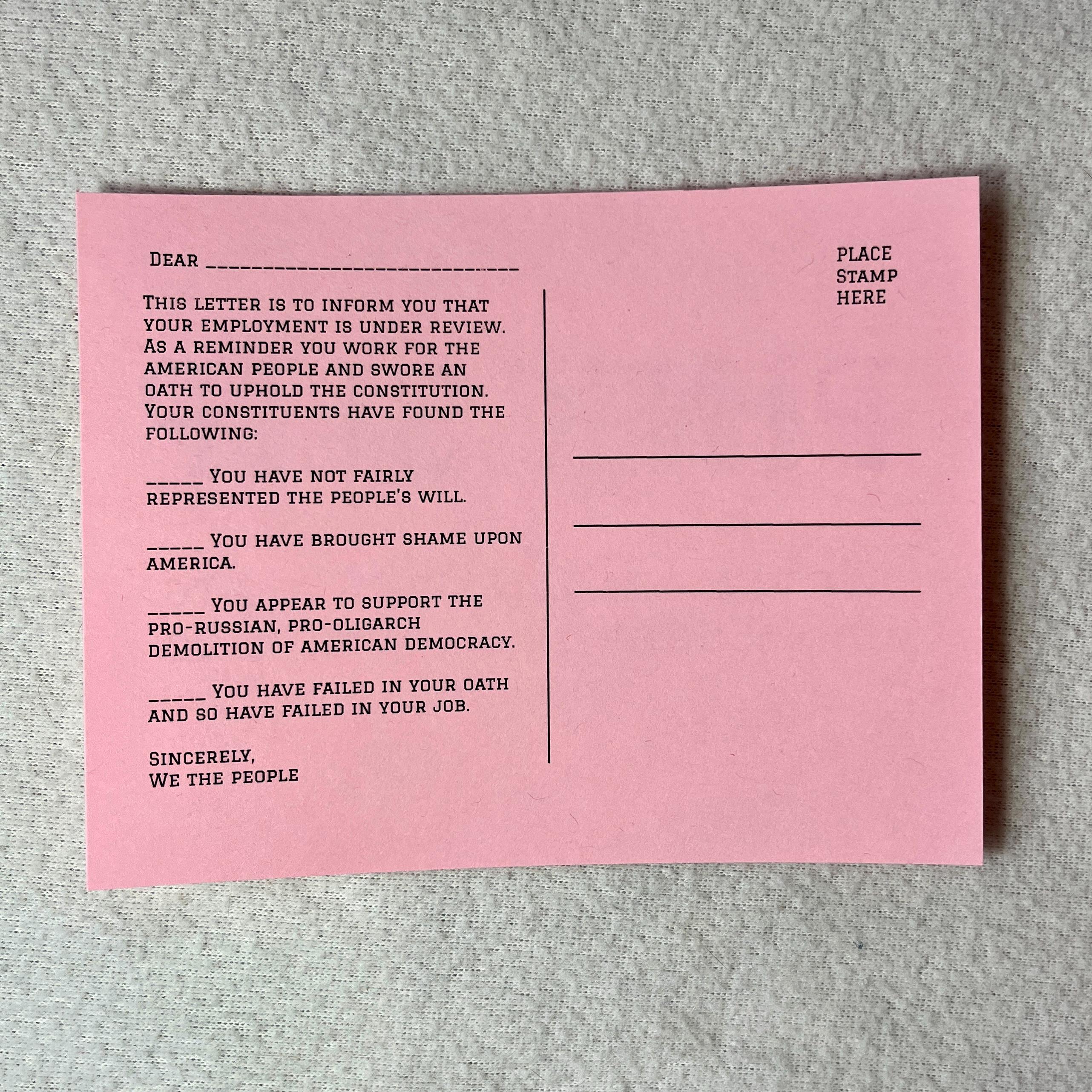 Pink Slip Postcards: Protest Elected Officials (digital Download) - Etsy