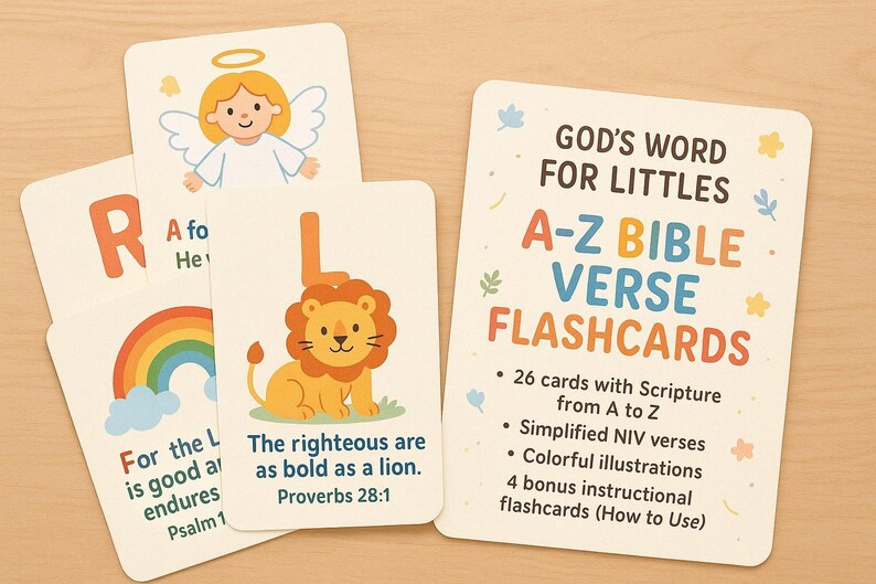 Bible Verse Flashcards Printable for Kids A-Z, Memory Verse Cards ...