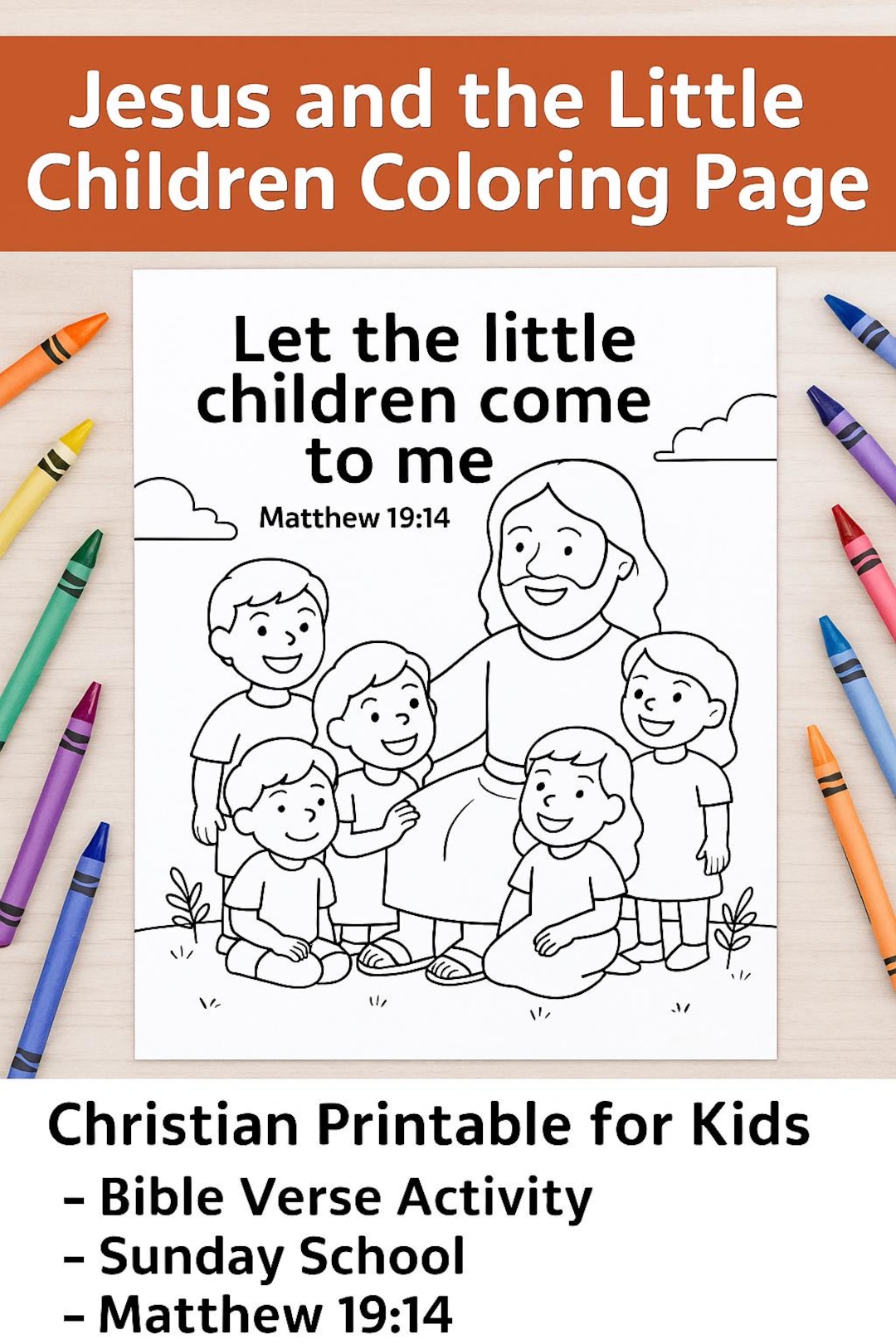 Jesus and Children Coloring Page: Bible Verse Activity (PDF) - Etsy