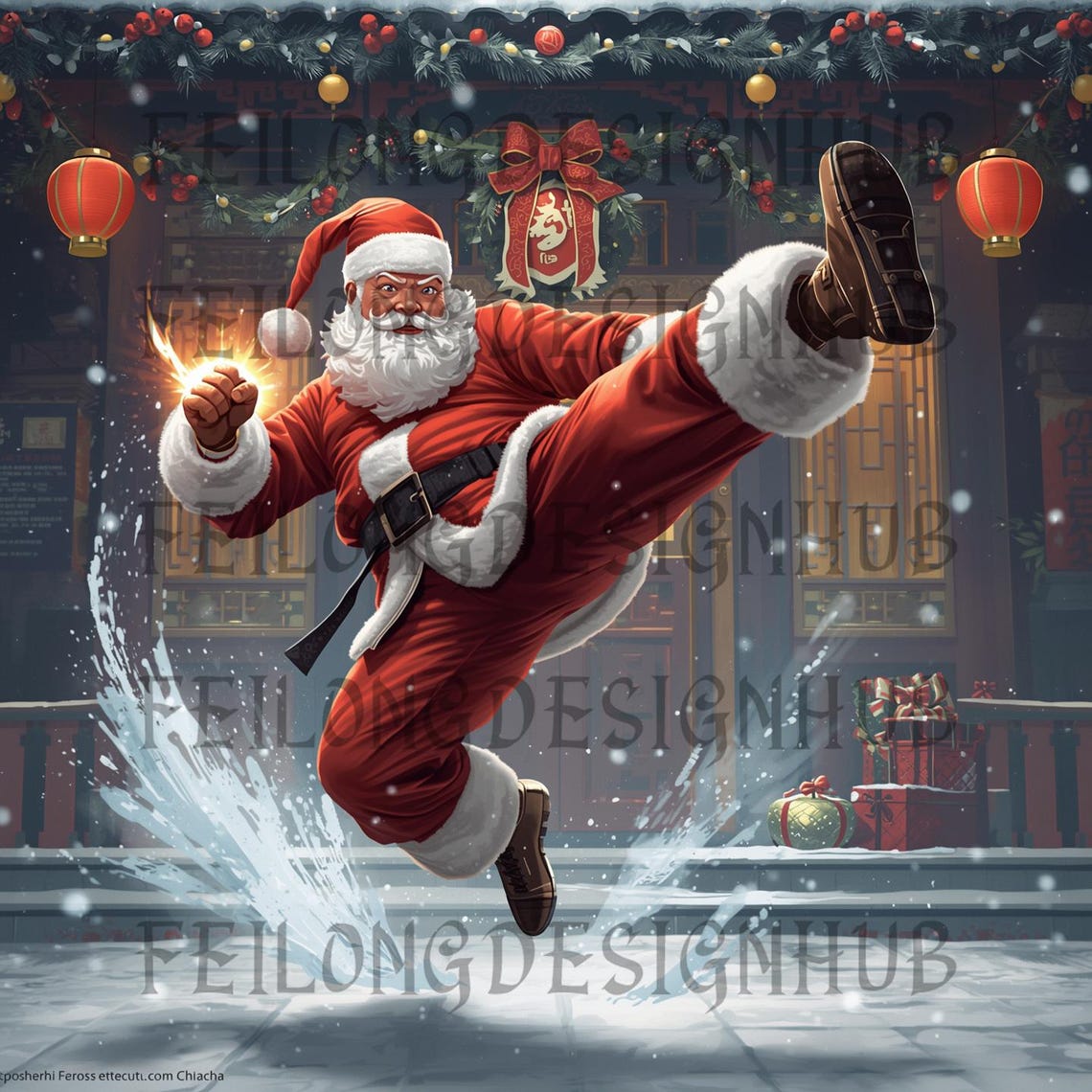 Taekwondo Karate Kung Fu Santa Christmas Kick Martial Arts - Etsy