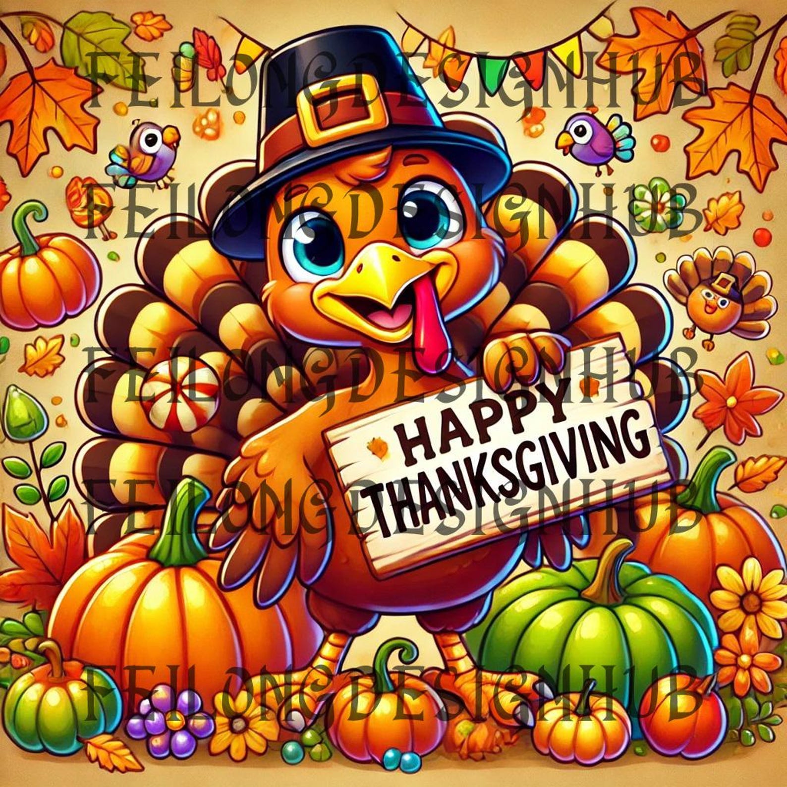 Happy Thanksgiving Happy Turkey Day Clipart Bundle - Etsy