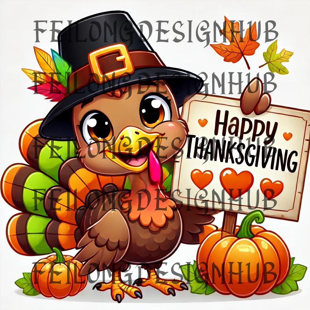 Happy Thanksgiving Happy Turkey Day Clipart Bundle - Etsy